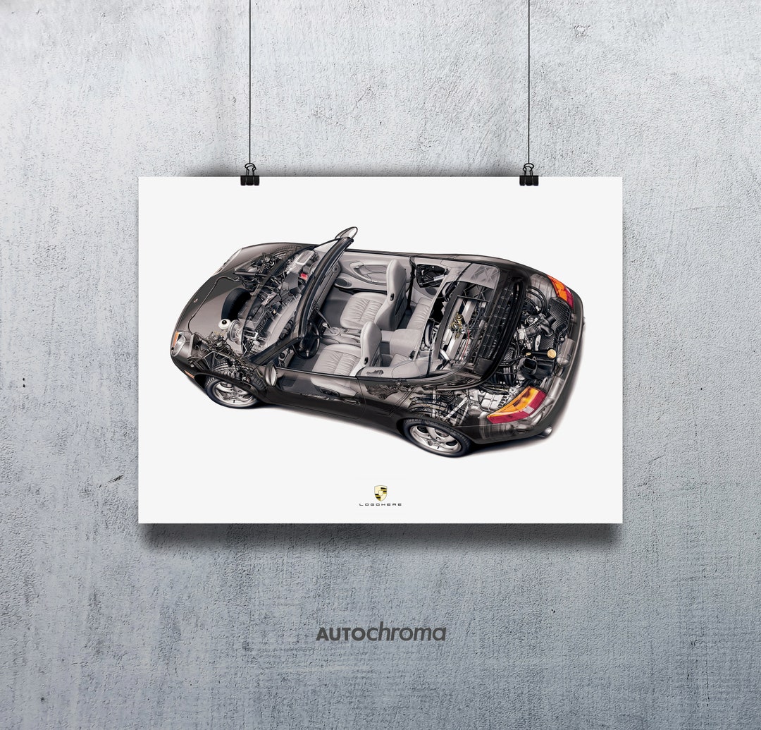 911 Carrera Cabriolet Typ 996 Cutaway Drawing Poster Print - Etsy