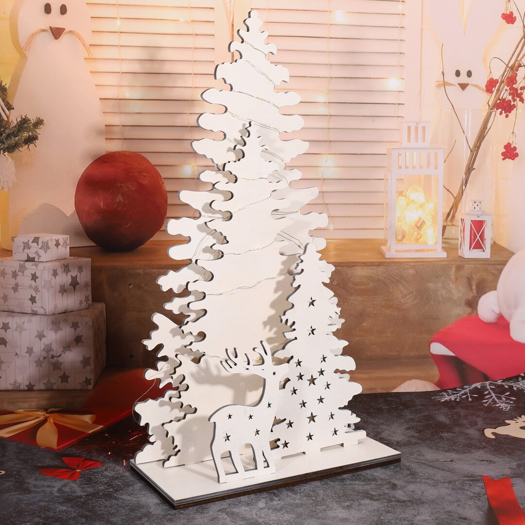 Wooden 3D Christmas Trees Christmas Tree Lights Decor - Etsy