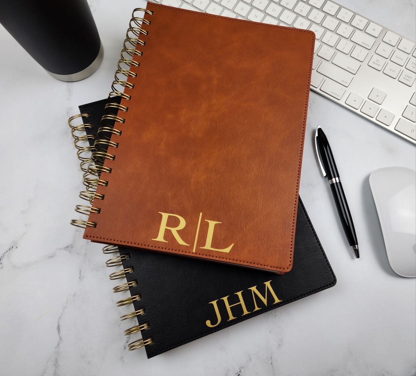 Custom Spiral Executive Journal Notebook, Personalized Spiral PU Vegan ...