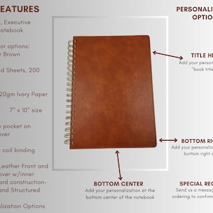 Custom Spiral Executive Journal Notebook, Personalized Spiral PU Vegan ...