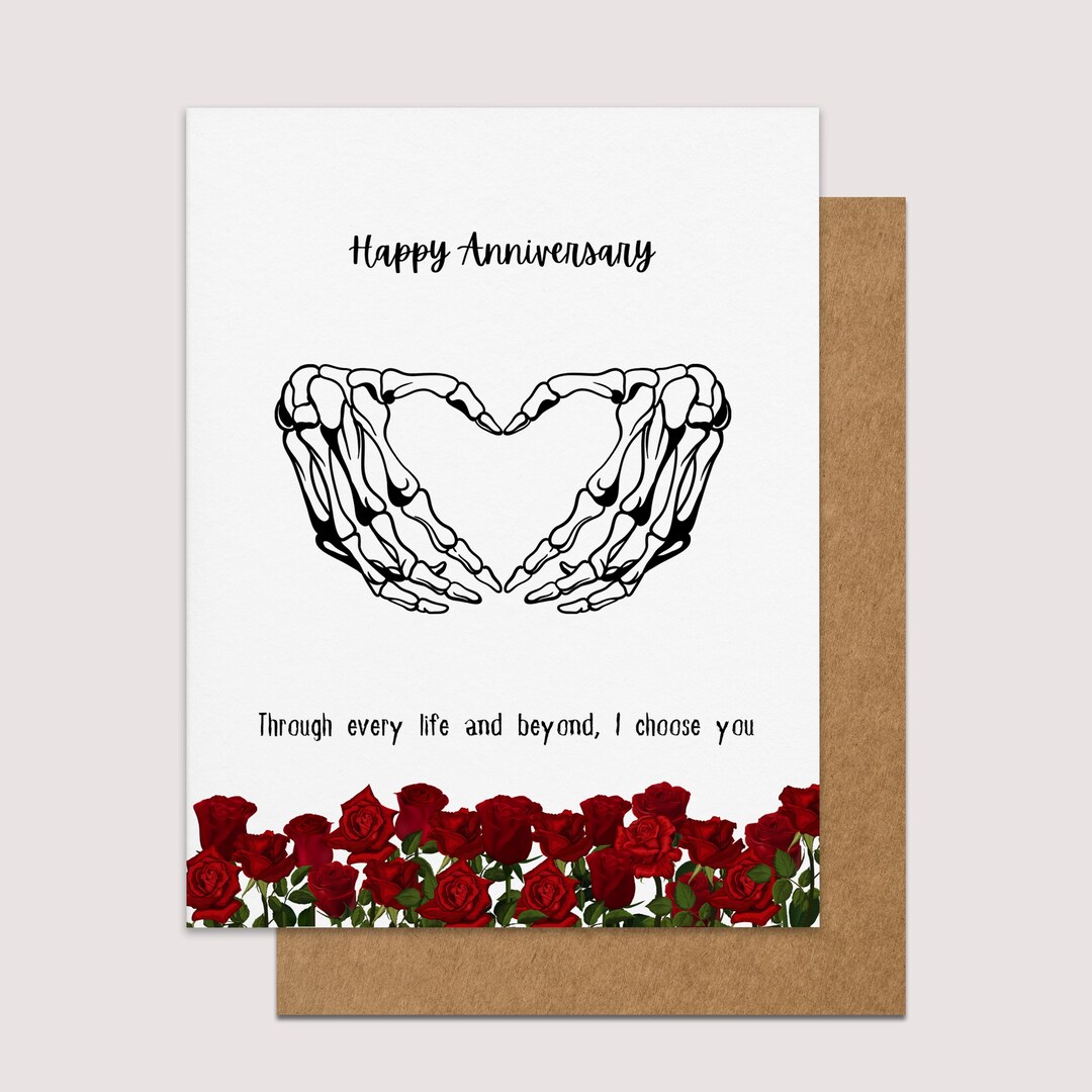 Gothic Anniversary Card: Heart & Roses, Skeleton Hands - Etsy