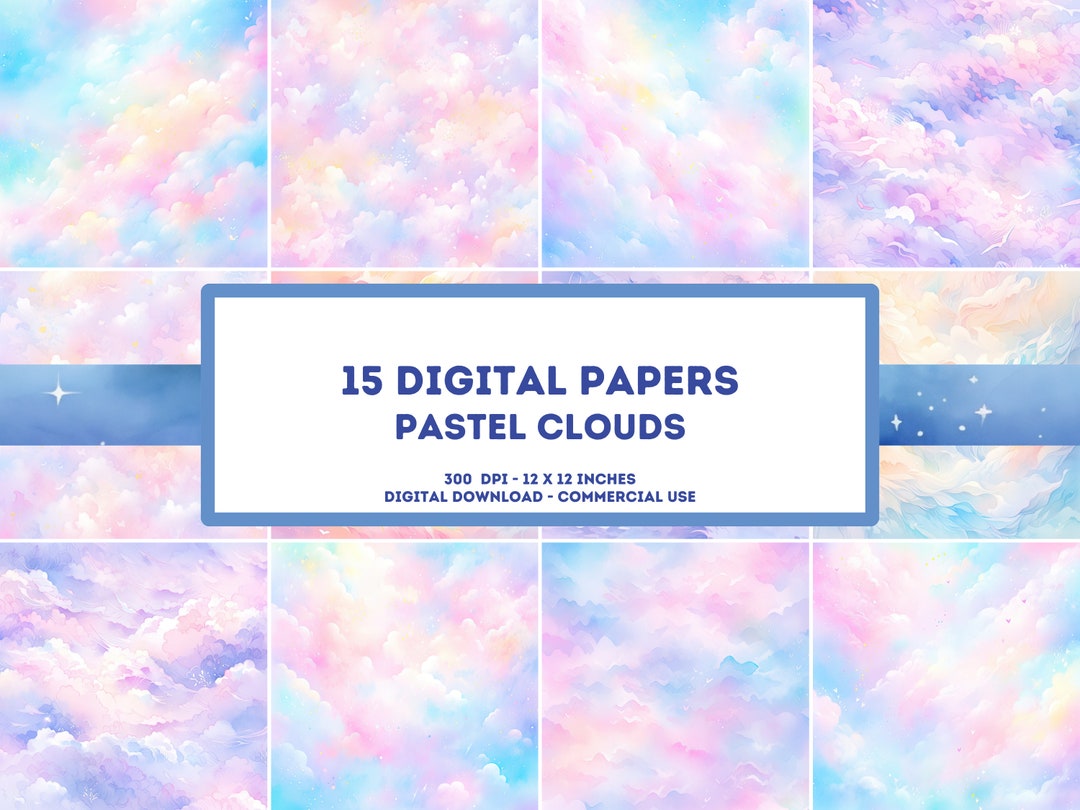 Set of 15 Pastel Clouds Digital Papers for Scrapbooking - Etsy