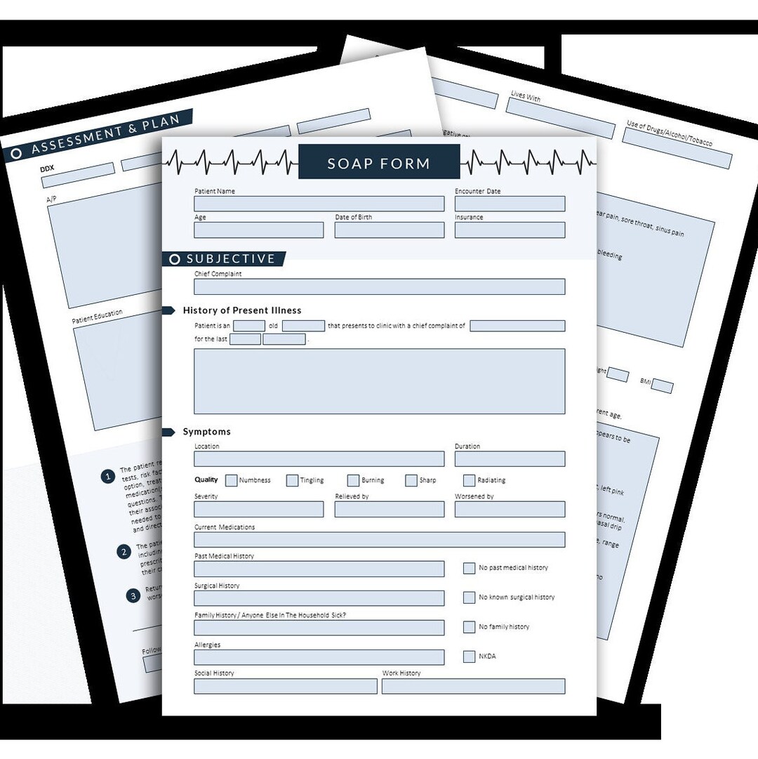 Fillable SOAP NOTE PDF for Nurse Practitioner Students - Etsy
