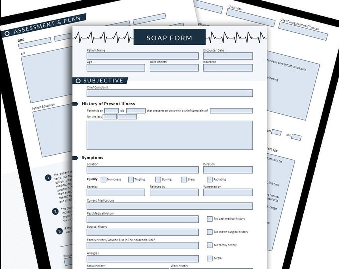 Fillable SOAP NOTE PDF for Nurse Practitioner Students - Etsy