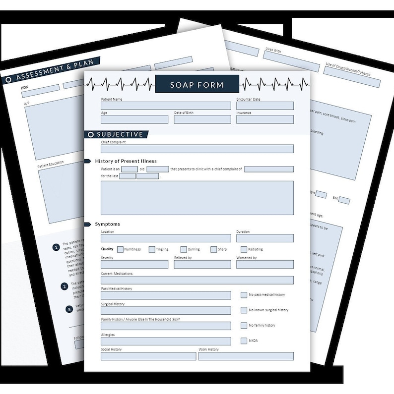 Fillable SOAP NOTE PDF for Nurse Practitioner Students - Etsy