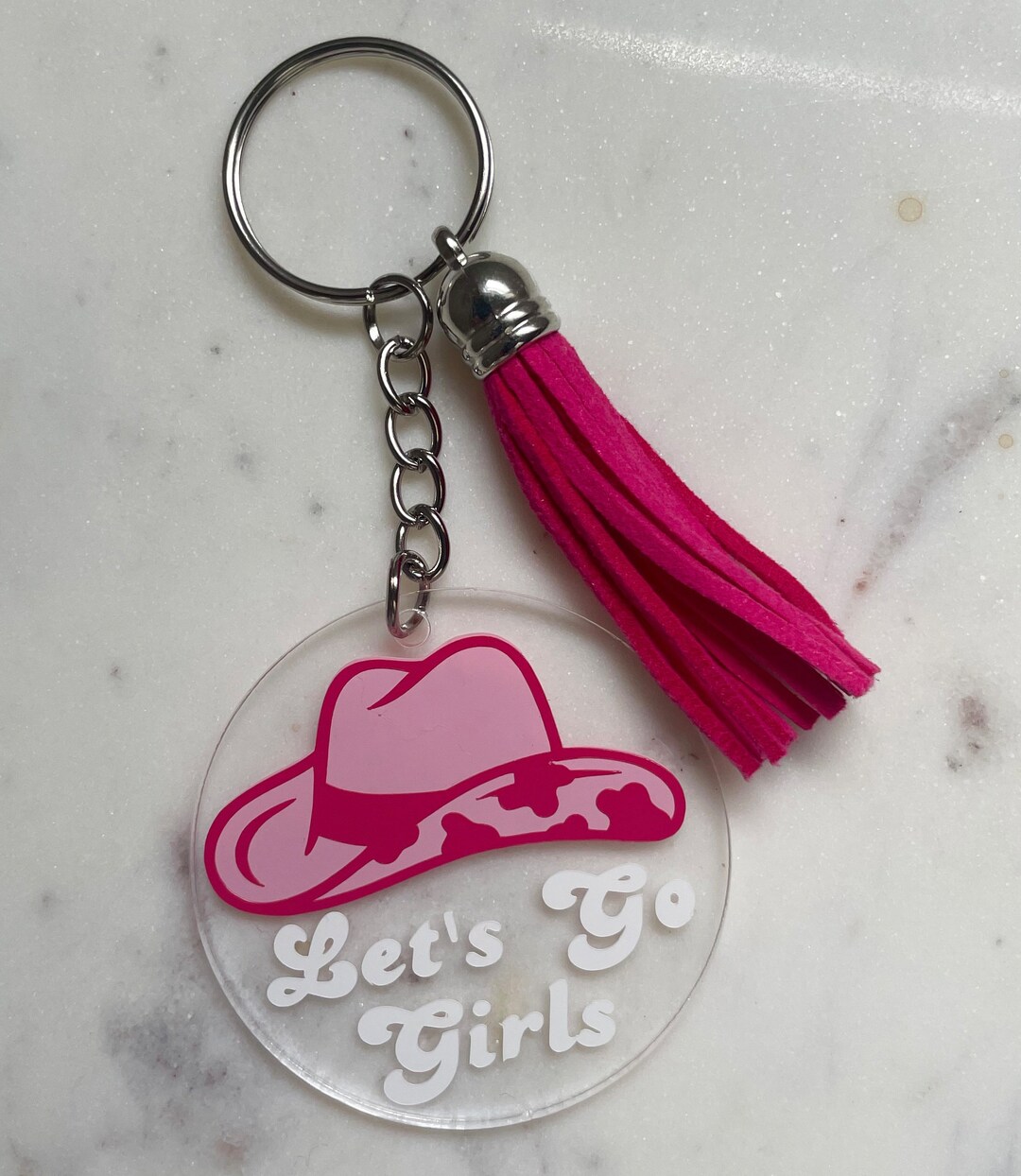 Let's Go Girls Keychain / Barbie Pink Keychain / Cowgirl - Etsy