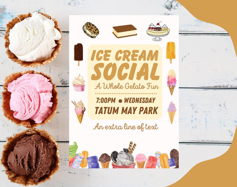 Sweet Treat Invitation- Ice Cream Social Invite Template - Etsy