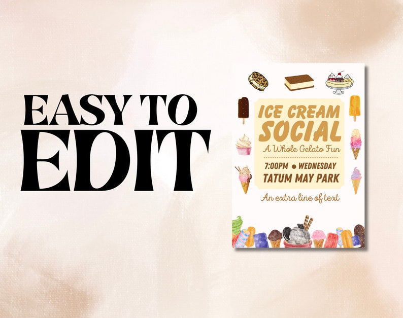 Sweet Treat Invitation- Ice Cream Social Invite Template - Etsy