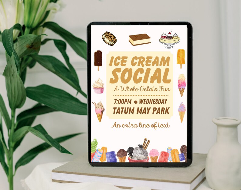 Sweet Treat Invitation- Ice Cream Social Invite Template - Etsy