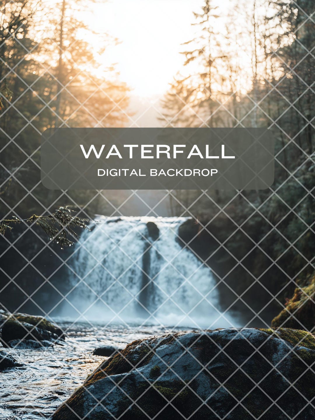 Waterfall Digital Backdrop, Rock Digital Backdrop, Digital Background ...
