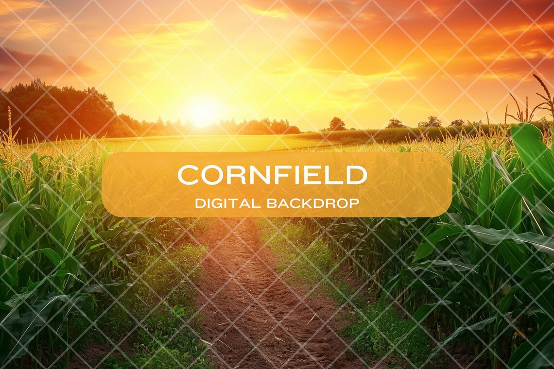 Cornfield Digital Backdrop, Golden Hour Digital Background, Outdoor ...