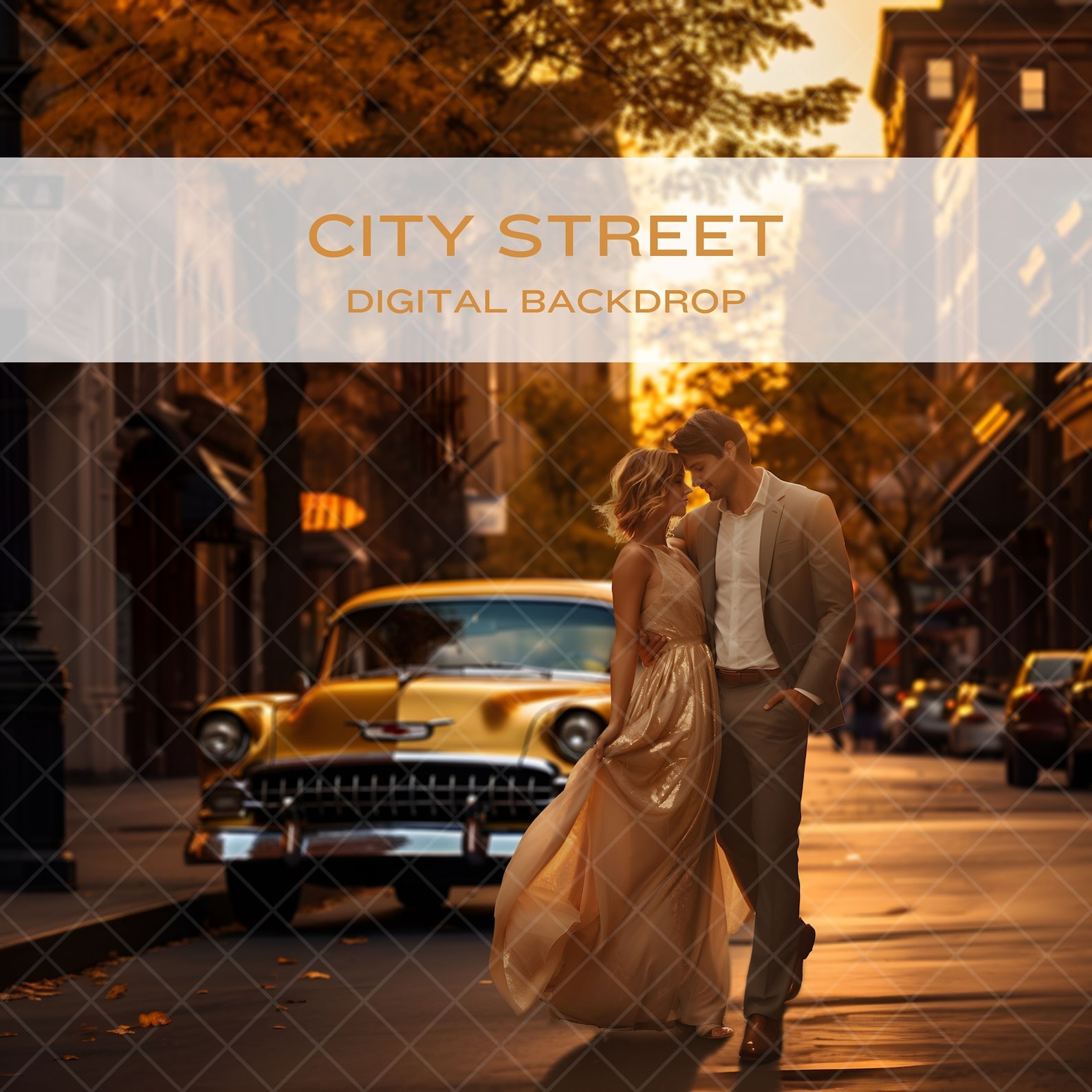 Classic Car Backdrop, Street Portrait Backdrop, Downtown City Backdrop ...