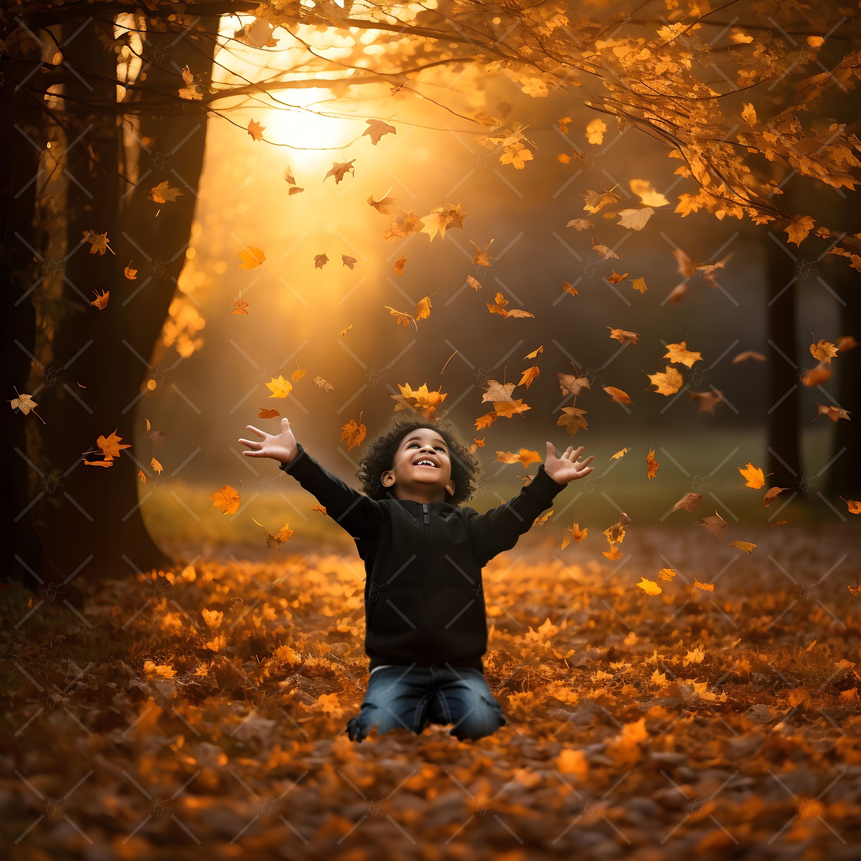 Fall Golden Hour Backdrop, Beautiful Autumn Back Drop, Bright Warm ...