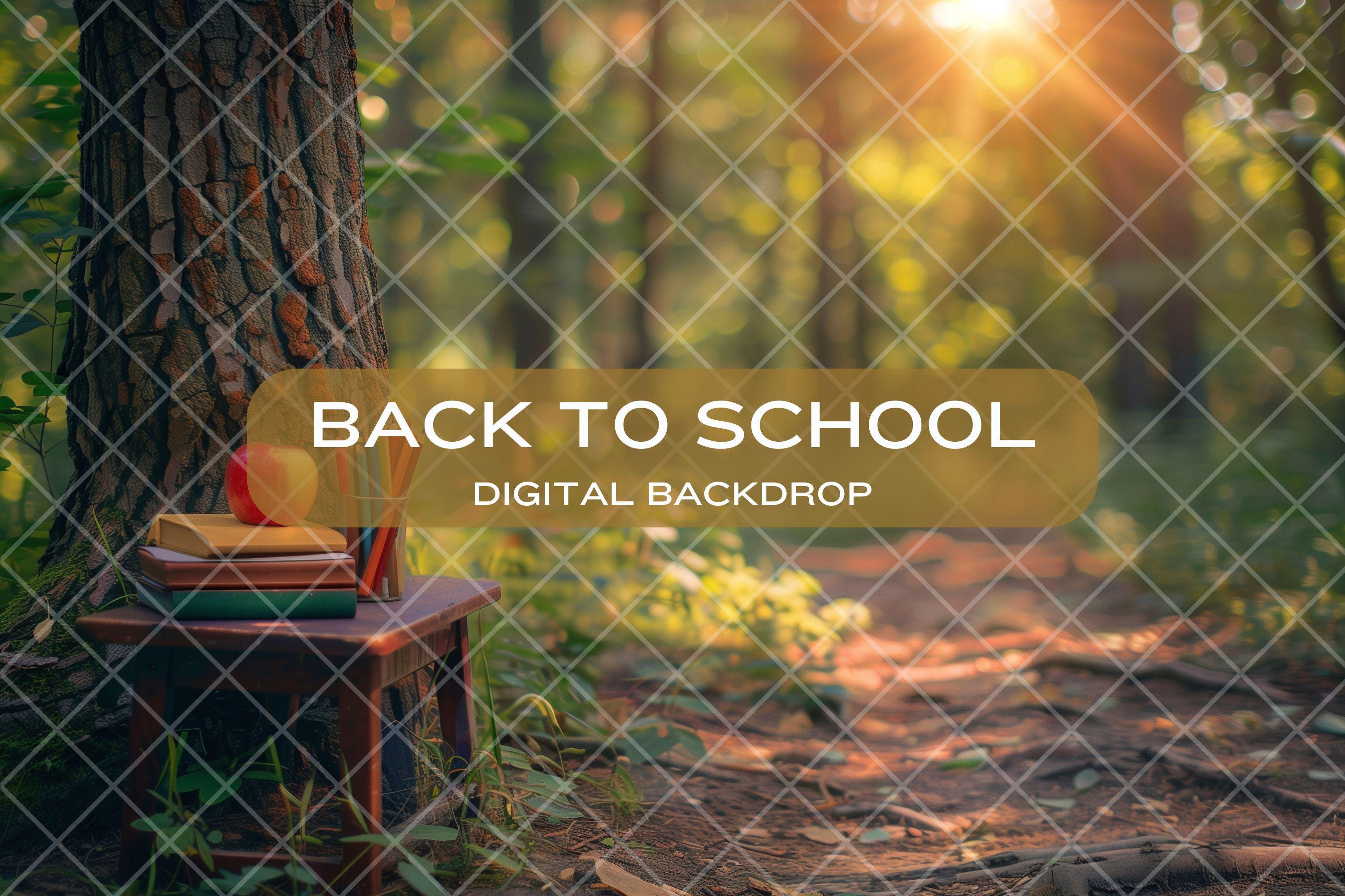 Back to School Digital Backdrop, Outdoor Back to School Backdrop, Kids ...