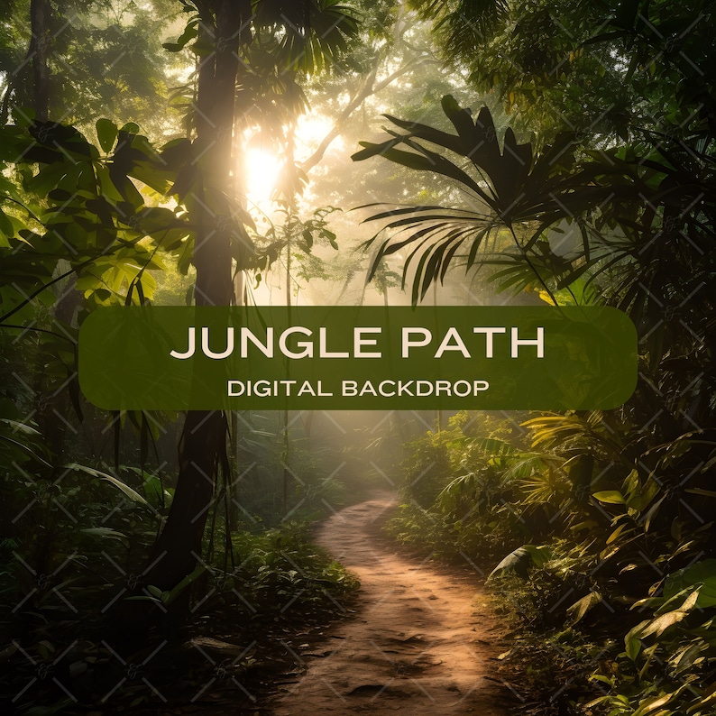 Jungle Path Digital Backdrop, Jungle Backdrop, Photography Backdrop ...