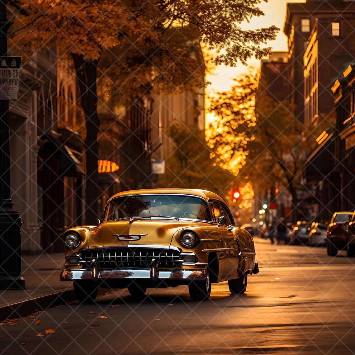 Classic Car Backdrop, Street Portrait Backdrop, Downtown City Backdrop ...