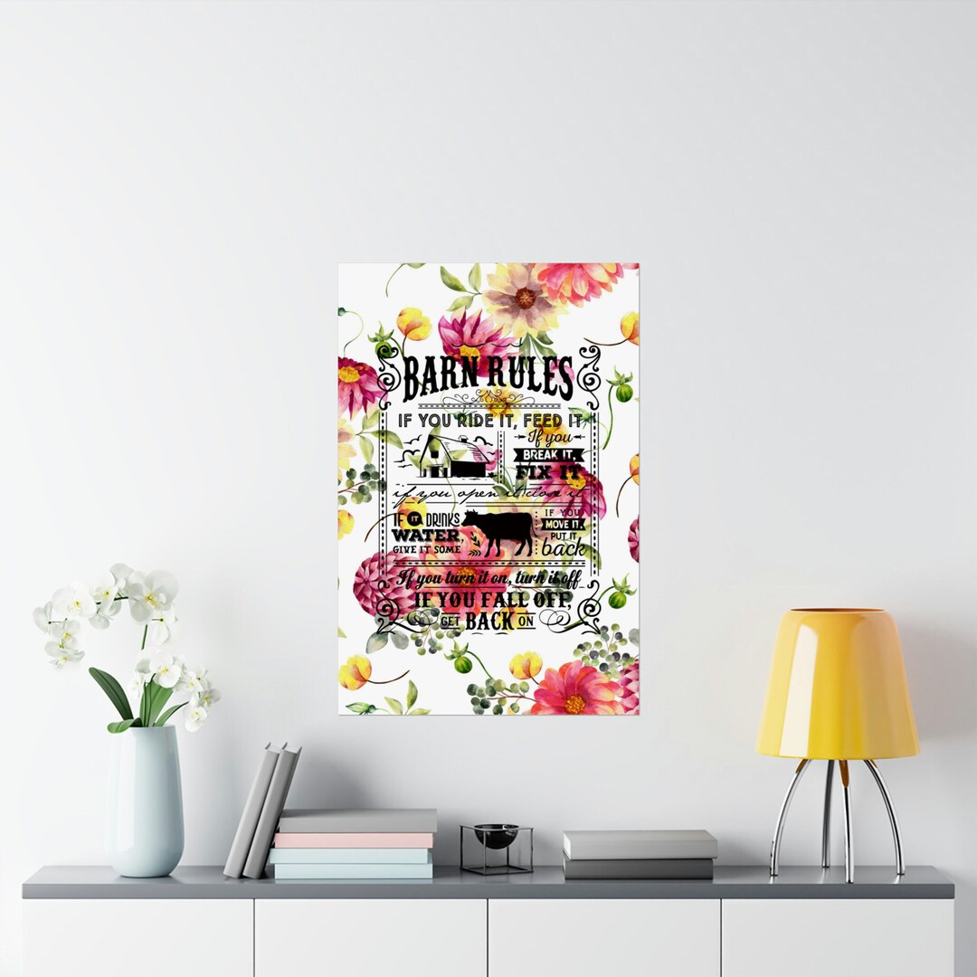 Barn Rules Poster Farmhouse Poster Kitchen Poster Matte Vertical Poster ...