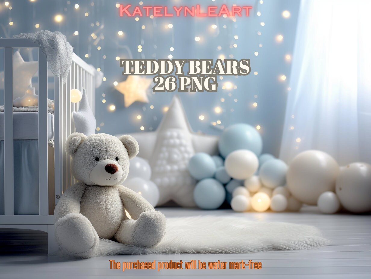 Sweet Baby Blue Teddy: 26PNG Digital Photography Backdrops for Teddy ...