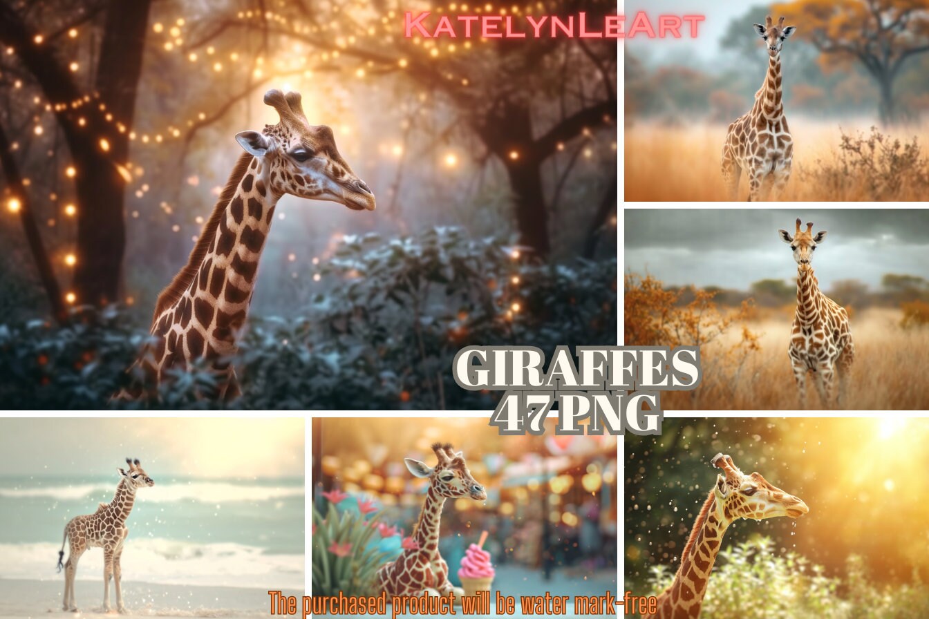 Giraffe Dreams: 47 Premium PNG Backdrops for Nursery Decor, Composite ...