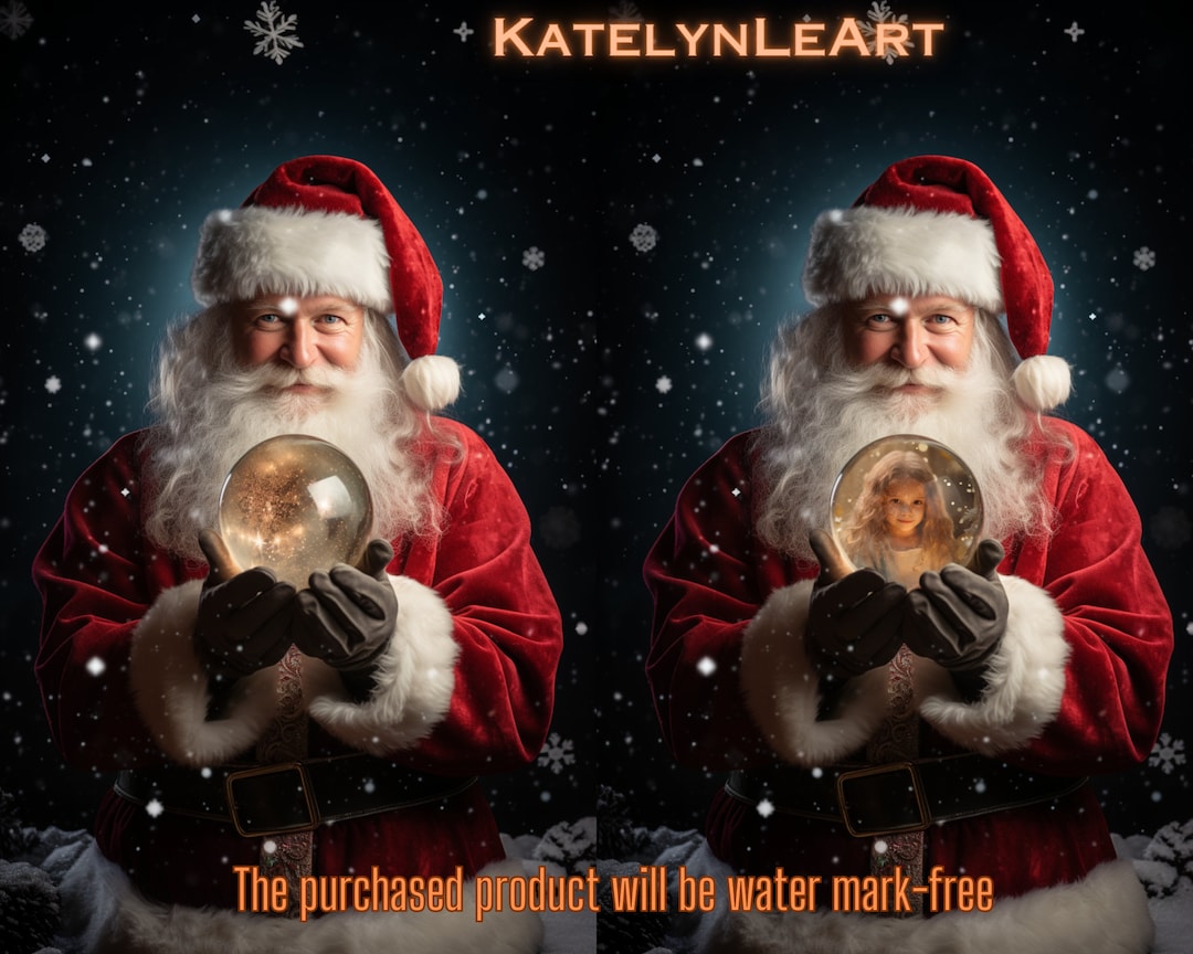 Santa Snow Globe Digital Backdrop: Ideal for Cards & Photoshop. Bring ...