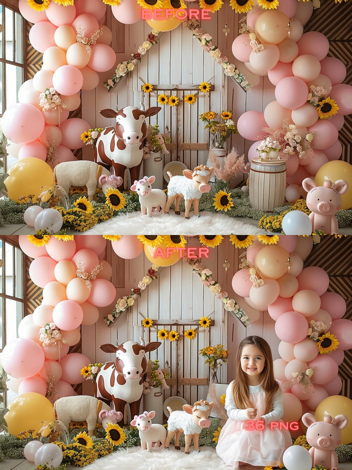 36 Farm Barn Balloon Arch Digital Backdrops for Child Photography ...