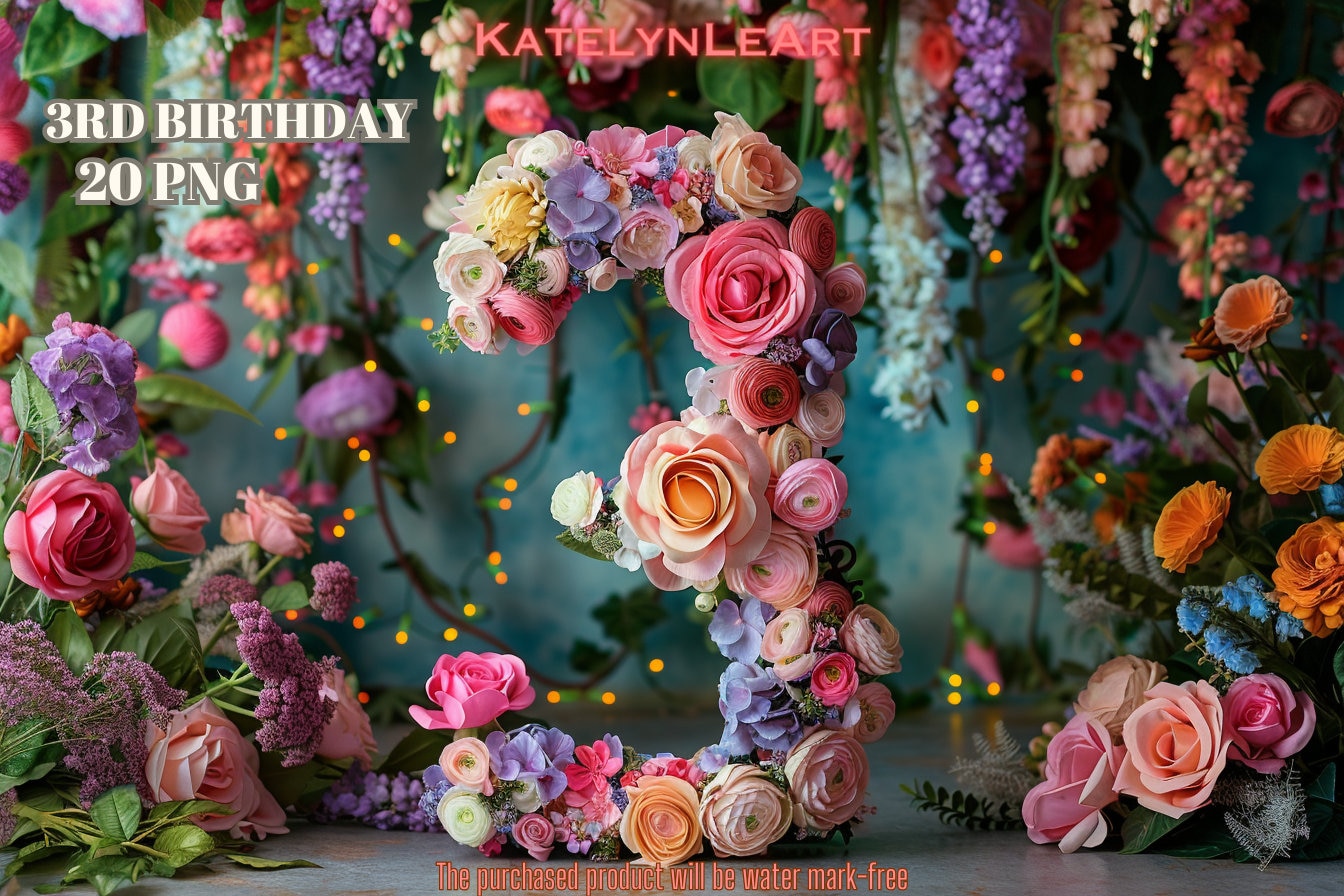 Baby Girl's 3rd Birthday Digital Backdrops: Third Birthday Baby Girl ...
