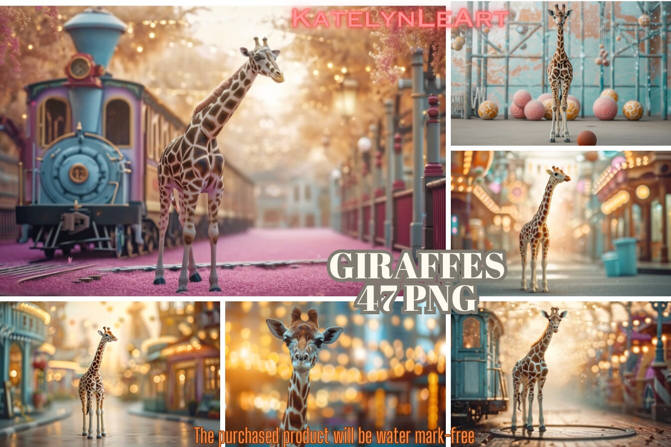 Giraffe Dreams: 47 Premium PNG Backdrops for Nursery Decor, Composite ...