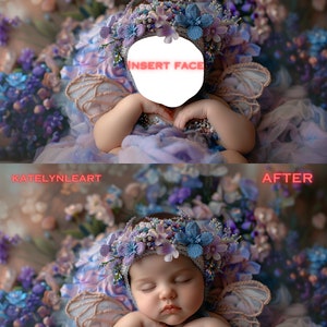 6 Newborn Floral Digital Backdrops for Baby Girl Photography - Face ...