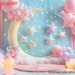 Pink Stars Moon Digital Backdrop, Baby Birthday, Photoshoot (digital ...