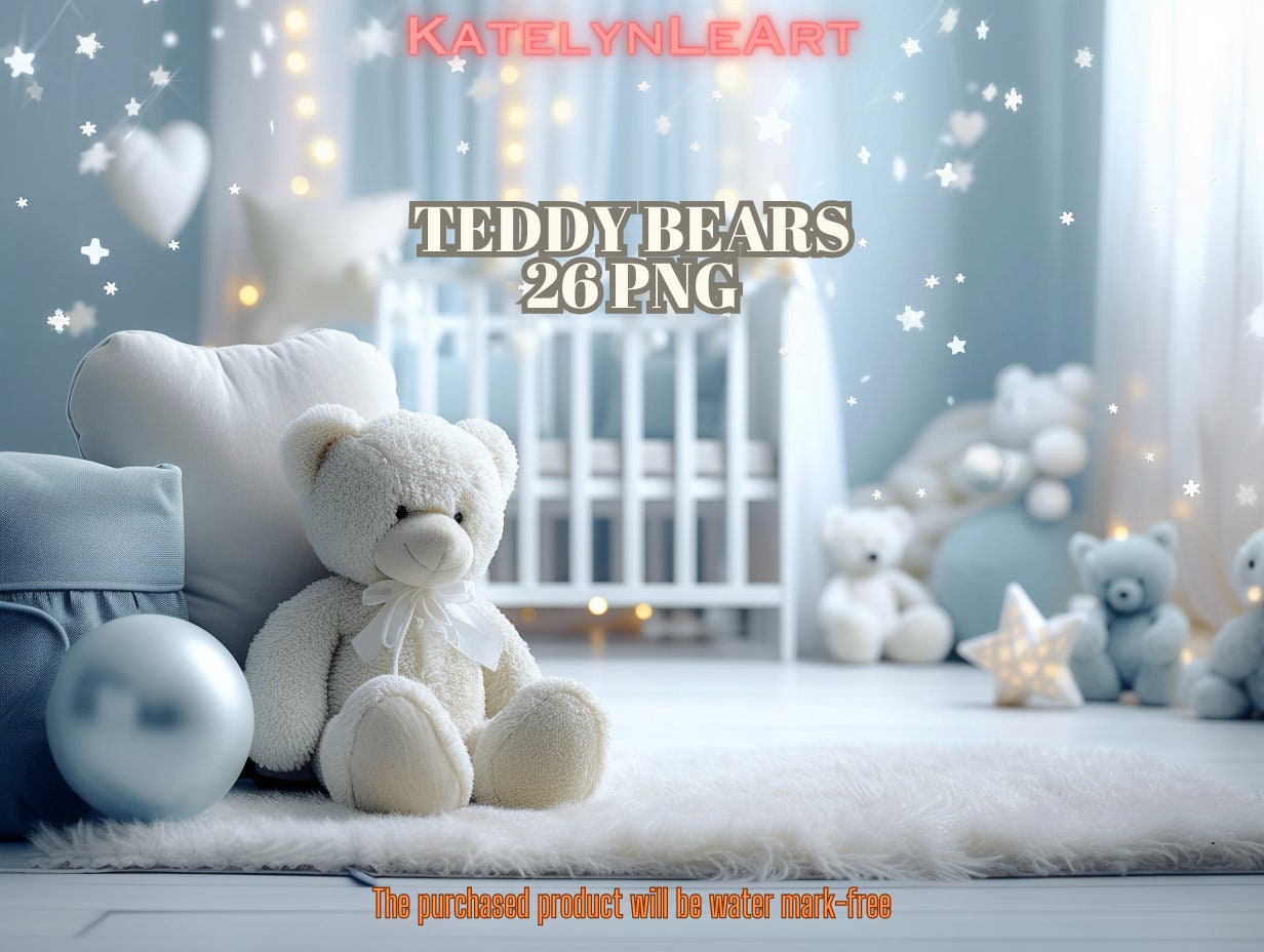 Sweet Baby Blue Teddy: 26PNG Digital Photography Backdrops for Teddy ...