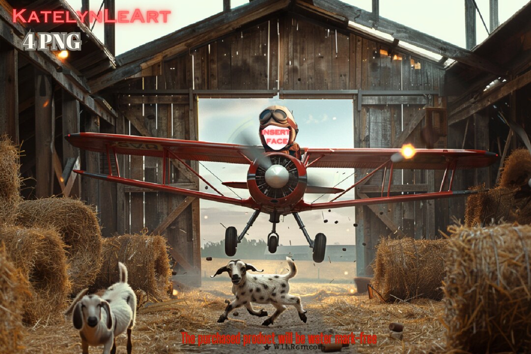 4 Plane Flying Through Barn Digital Backgrounds, Face Insert, Funny ...