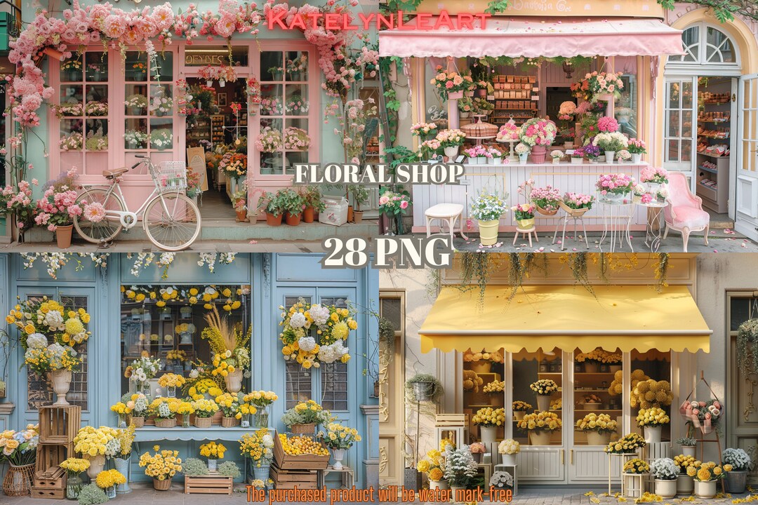28 Spring Flower Shop PNG Digital Backdrops: Family Portrait, Kids ...
