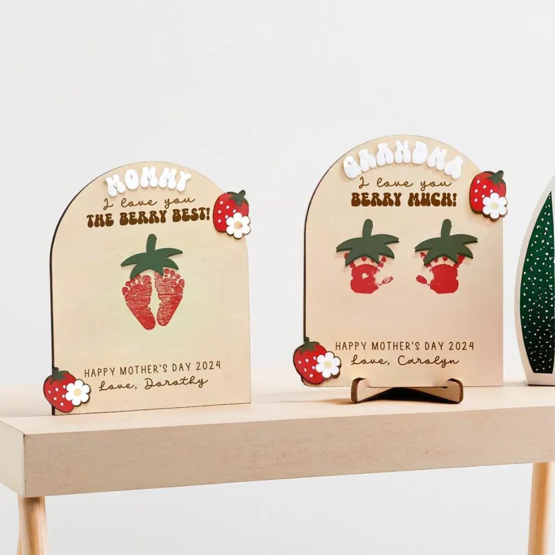 DIY I Love You Berry Much Handprint and Footprint Sign, Painted ...