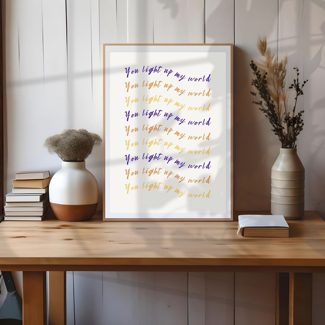 Blue Orange & Yellow "you Light up My World" Word Art Digital Poster ...