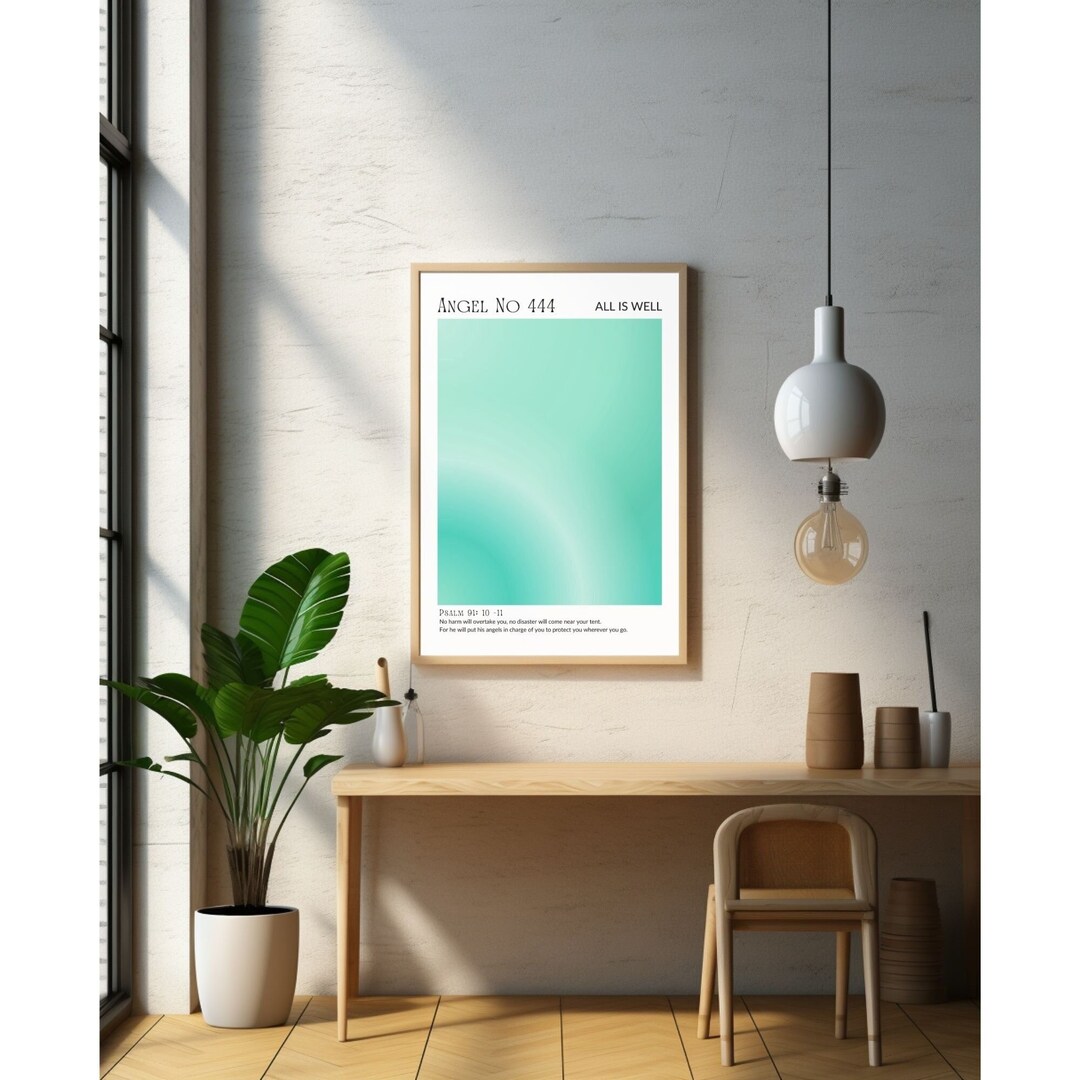 444 Angel Number Print | Gradient Wall Art | Aura Angel Number Poster ...