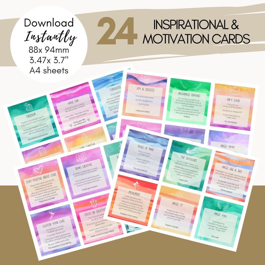 Digital Download, Positive Affirmations Cards, Oracle, 24 Inspirational ...