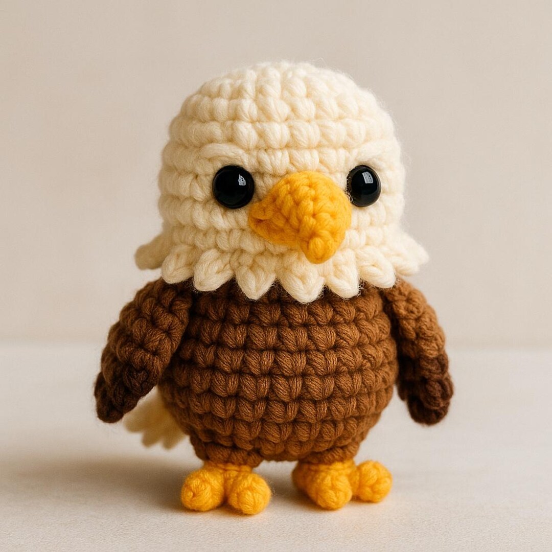 Handmade Crochet Bald Eagle Amigurumi, Cute Bird Plush, Soft Yarn Toy ...