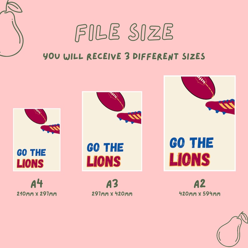 Brisbane Lions Digital Art Print Kids Bedroom Playroom Decor Go Lions ...