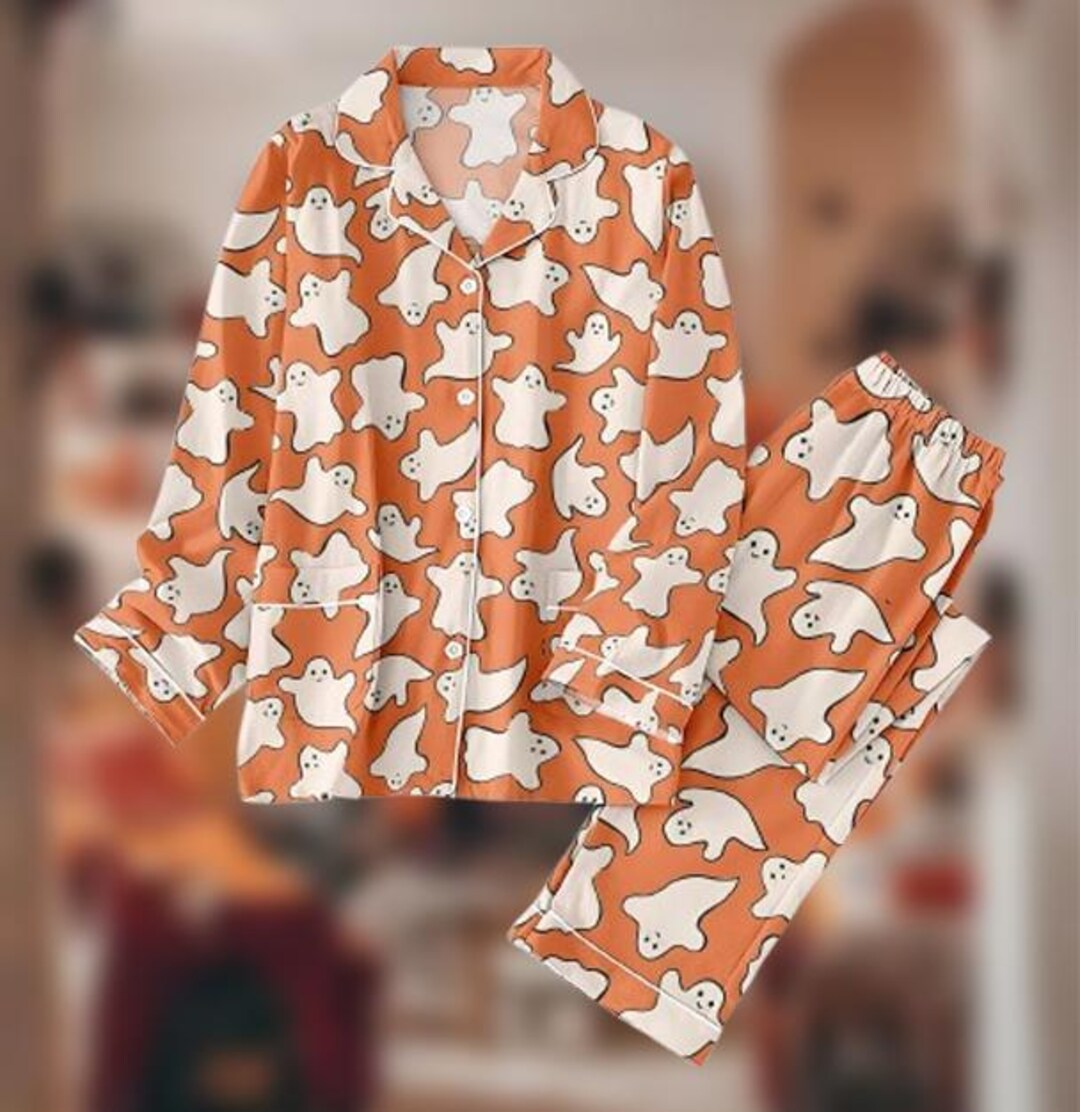 Funny Ghost Boo Pajamas Set, Spooky Ghost Cute Pajamas for Party, Cute ...