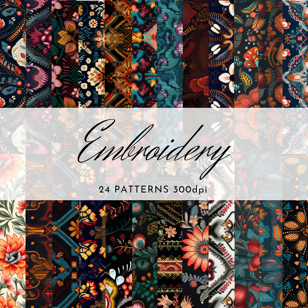 Embroidery Seamless Patterns - Etsy