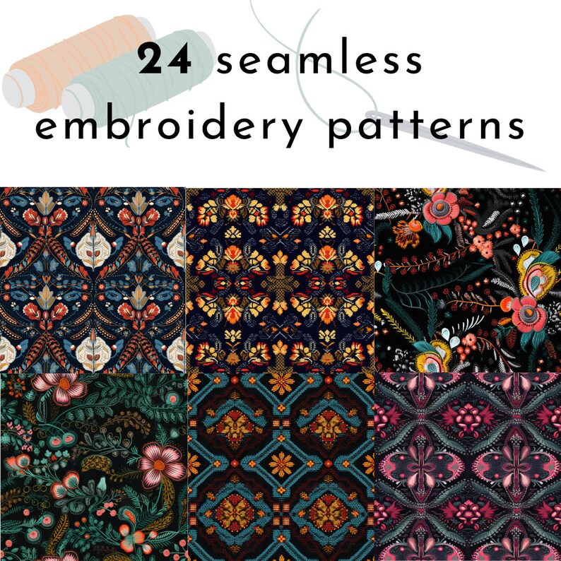 Embroidery Seamless Patterns - Etsy