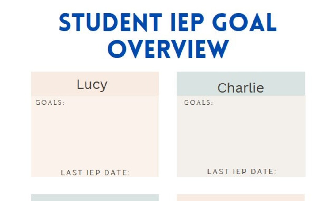 IEP Goal Overview Sheet for Multiple Students - Etsy