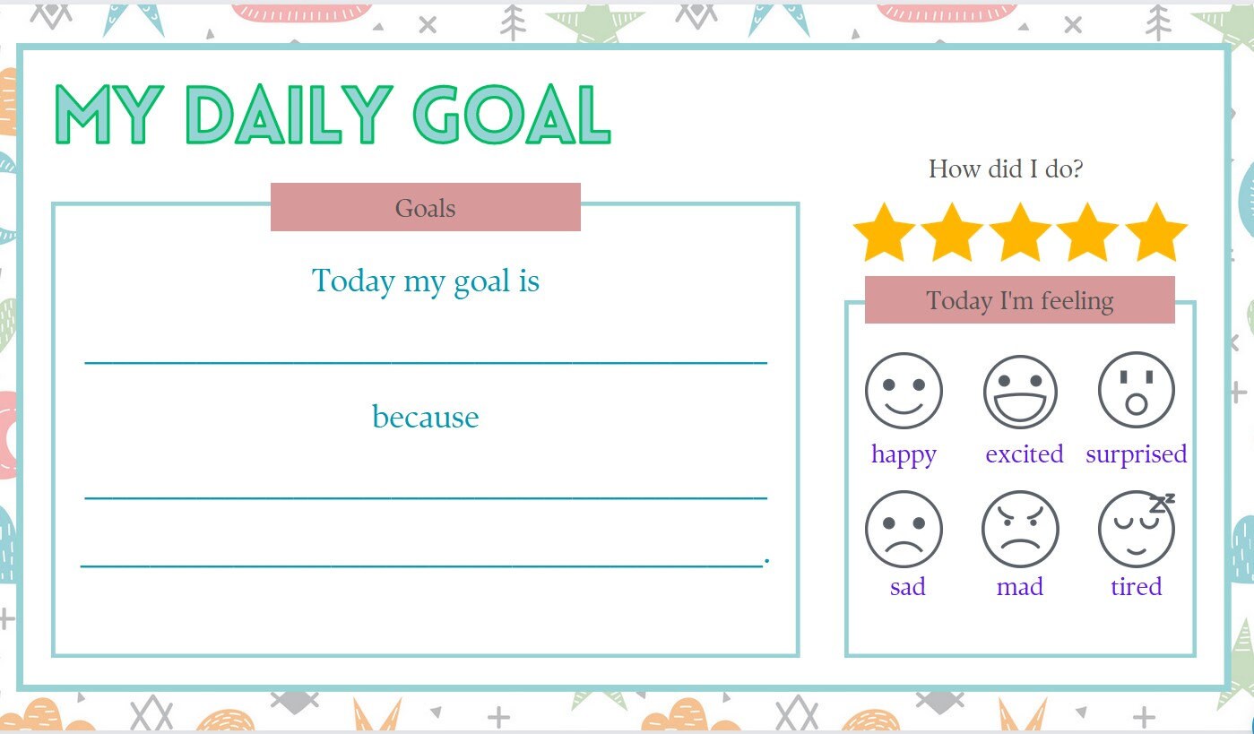 Daily Goal Sheet for Students - Etsy