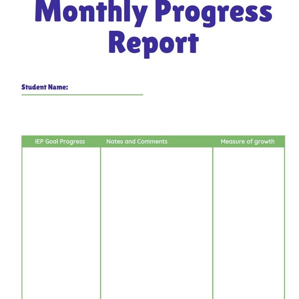 Preschool Progress Reports - Etsy