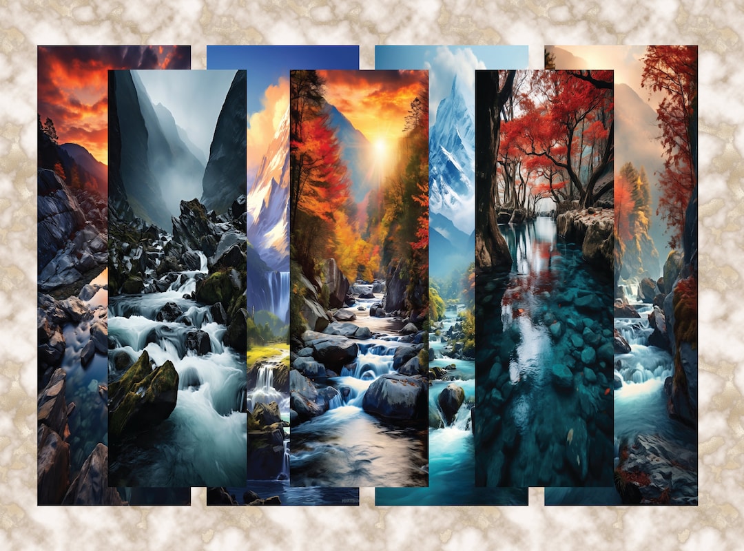 Scenic Mountain Bookmark Set: Printable Nature Bookmarks (digital ...