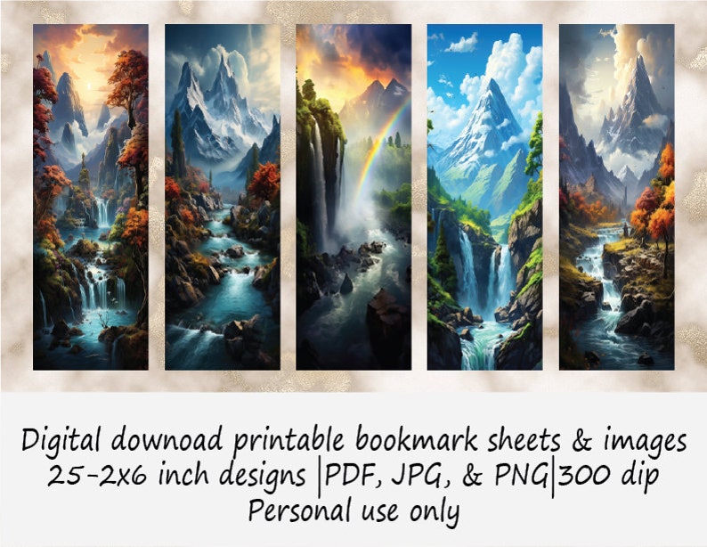 Scenic Mountain Bookmark Set: Printable Nature Bookmarks (digital ...