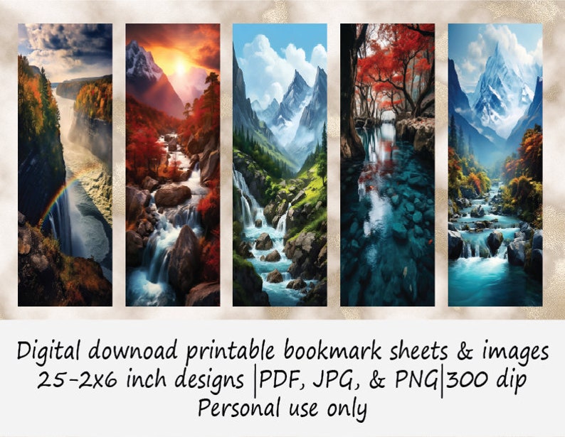 Scenic Mountain Bookmark Set: Printable Nature Bookmarks (digital ...
