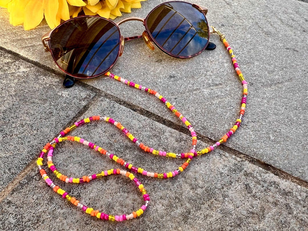 Multicolor Beaded Glasses Chain, Sunglasses Bead Chain, Eyeglasses ...