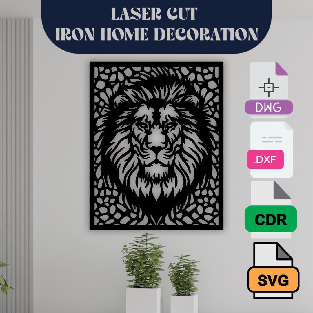 Lion Minimalist Line Art Svg Dxf Cdr Dwg,lion Head Wall Art Art Laser ...