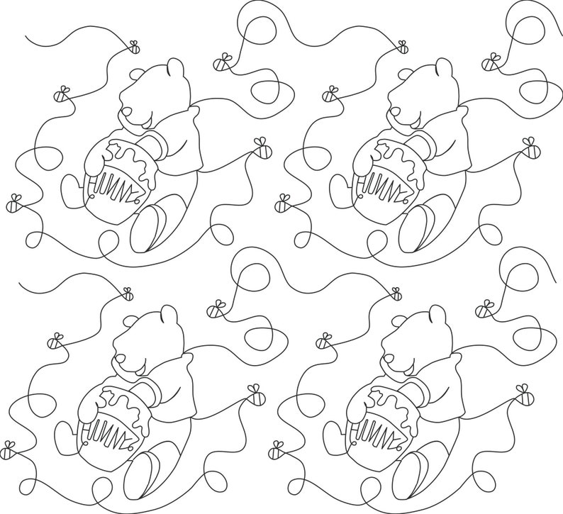 Winnie the Pooh Edge to Edge Longarm Quilting Digital Download Pantograph - Etsy